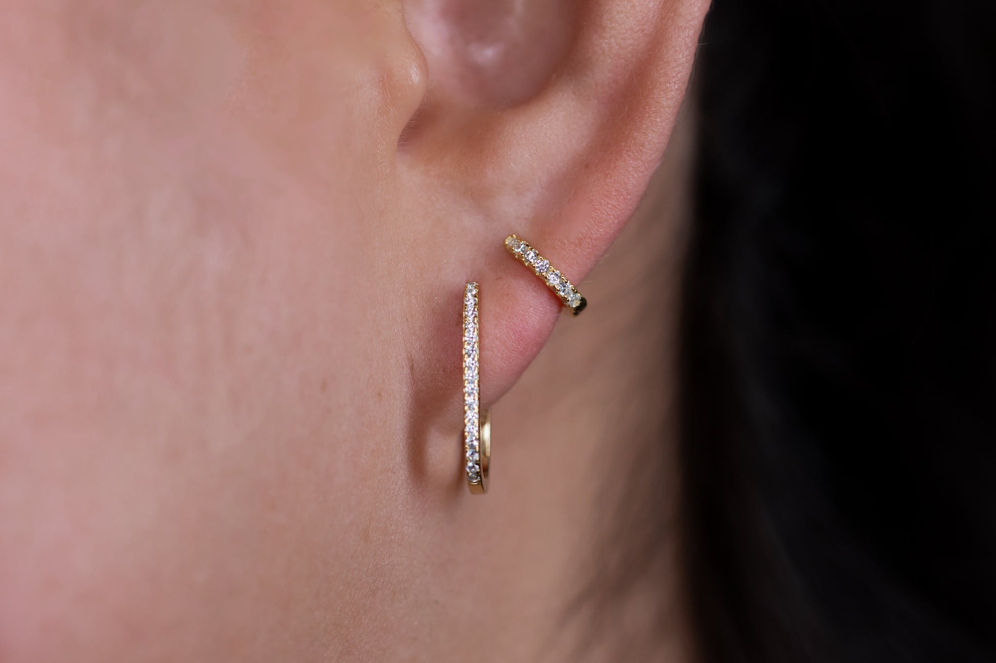 CZ Rounded Rectangle Hoops – Reiko Designs Jewellery
