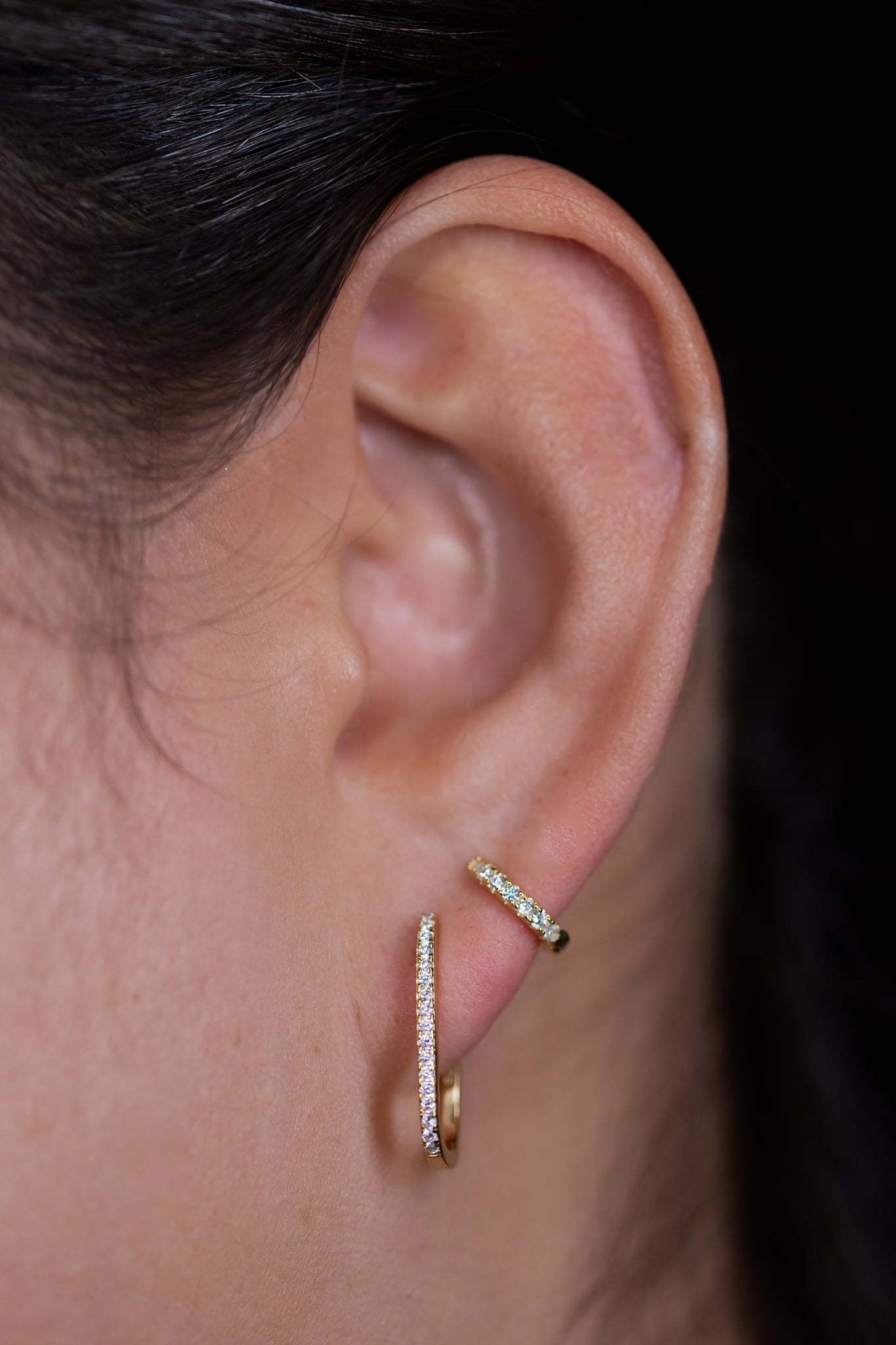CZ Rounded Rectangle Hoops – Reiko Designs Jewellery