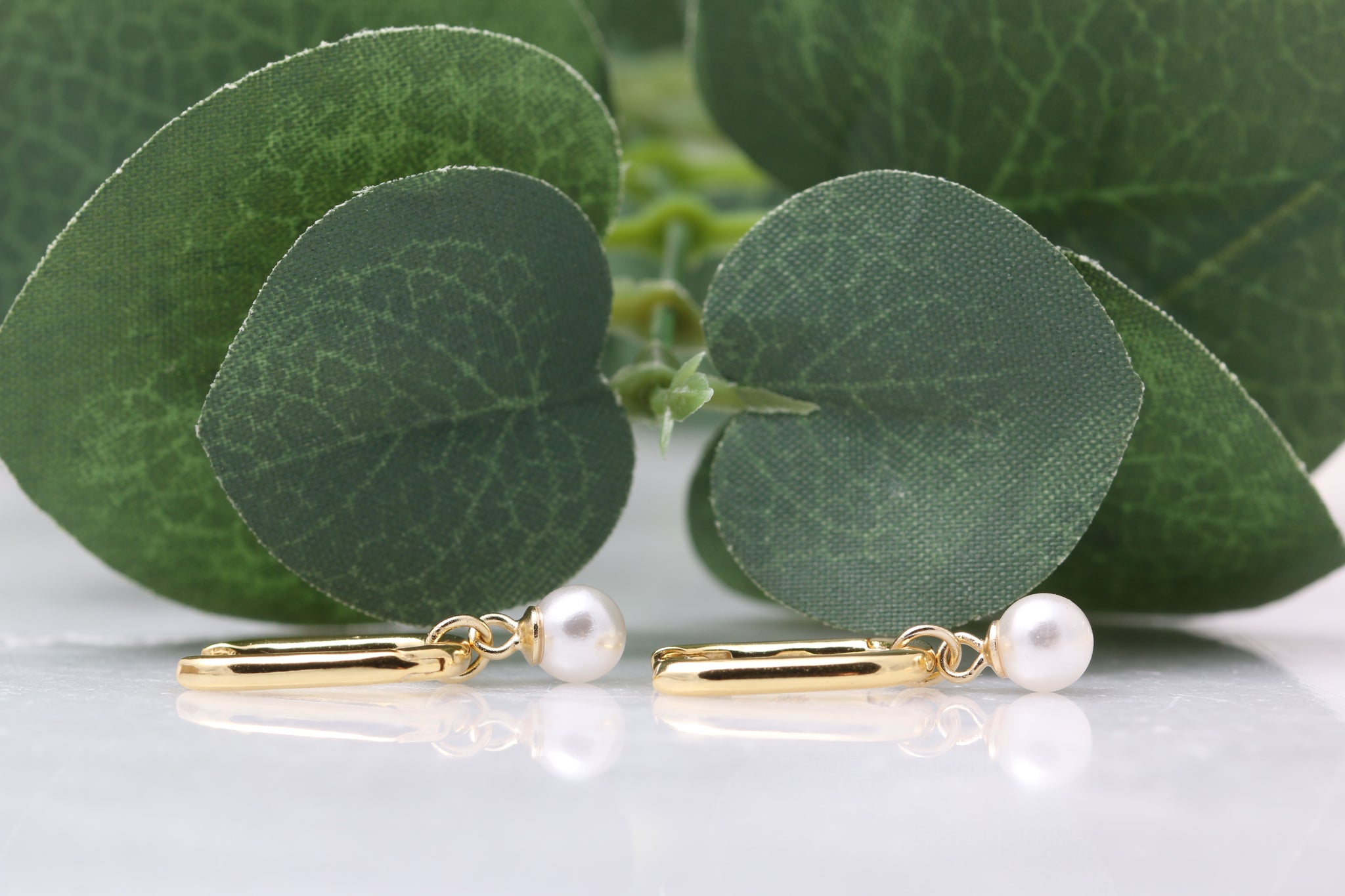 Rounded Rectangle Pearl Hoops – Reiko Designs Jewellery