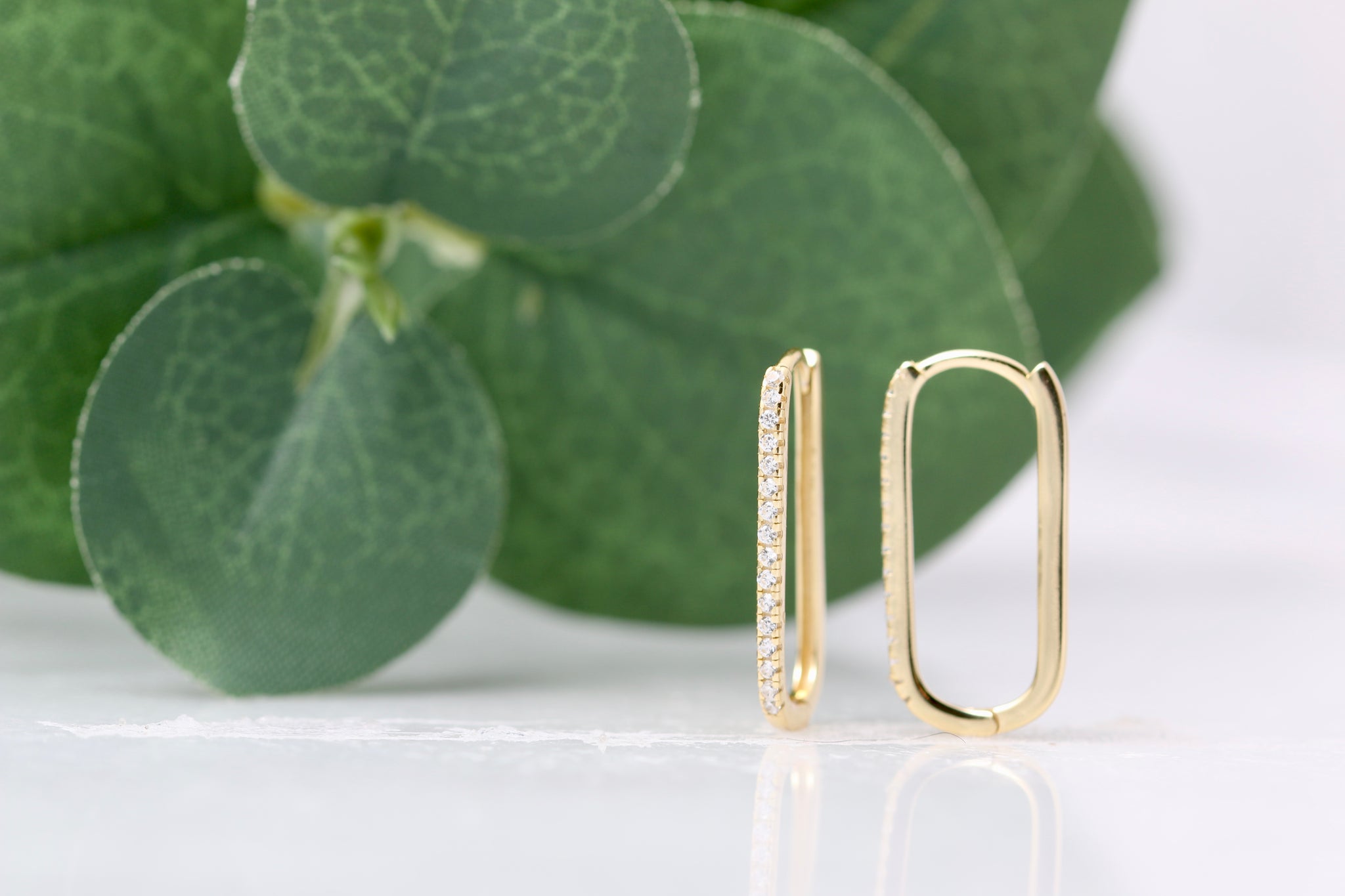 CZ Rounded Rectangle Hoops – Reiko Designs Jewellery