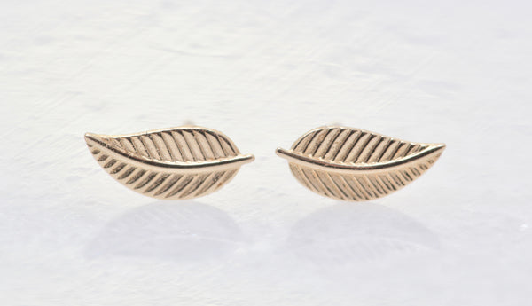 10k Leaf Studs – Reiko Designs Jewellery